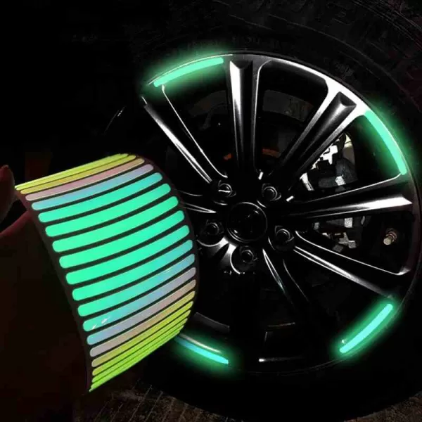 Car Wheel Reflective Sticker Hub Tire Rim Luminous Strips 20pcs - AutoMods